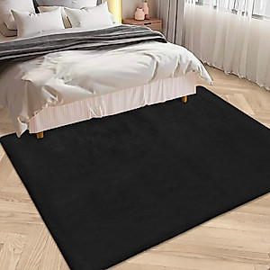 Fixseed Soft White Fluffy Area Rug 3x5 Faux Rabbit Washable Fur Rugs for Bedroom, White Fuzzy Living Room Carpets Indoor Modern Shag Area Rugs for Children Bedroom Nursery Playroom Home Decor Rug