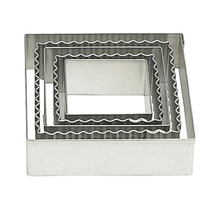Mrs. Anderson's Baking Cookie and Fondant Cutters, Graduated Crinkle Squares, 5-Piece Set with Storage Tin