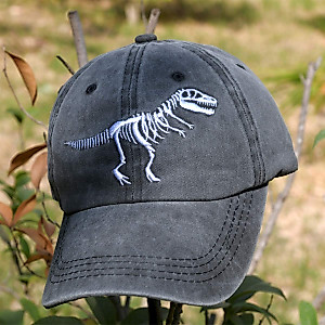 LOKIDVE Dinosaur Hat Embroidered T Rex Skeleton Baseball Cap for Men Big Boys