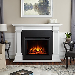 Real Flame Callaway Grand Electric Fireplace, Free-Standing with Mantel & Real Wood Finish