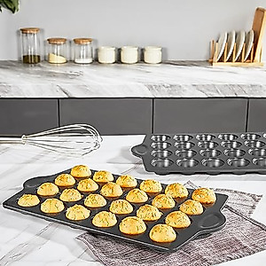 HONGBAKE mini muffin pan nonstick 24, Cupcake Tin for Baking, Commercial Small Cup Cake Tray for Cheesecake, 1.8dia, Heavy-duty, Gray