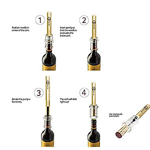 Wine Ziz Amazingly Simple Wine Opener with Foil Cutter Gift Set for Wine Lovers | Wine Pump Air Pressure Wine Bottle Opener Easy Cork Remover Corkscrew | Wine Bottle Openers (Gold, 1)