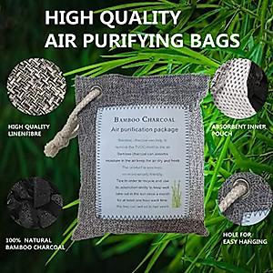 Bamboo Charcoal Air Purifying Bag 10 Pack Charcoal Bags Odor Absorber Activated Charcoal Bags Odor Absorber Moisture Absorber Natural Car Air Freshener Shoe Deodorizer Odor Eliminator (4x200g, 6x100g)