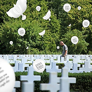 Skylety 40 Pcs Funeral Balloons Set, 10 Pcs Peace Dove Balloons White Memorial Balloons and 30 Pcs White Funeral Balloons to Release for Condolence Funeral Anniversary Memorial Services