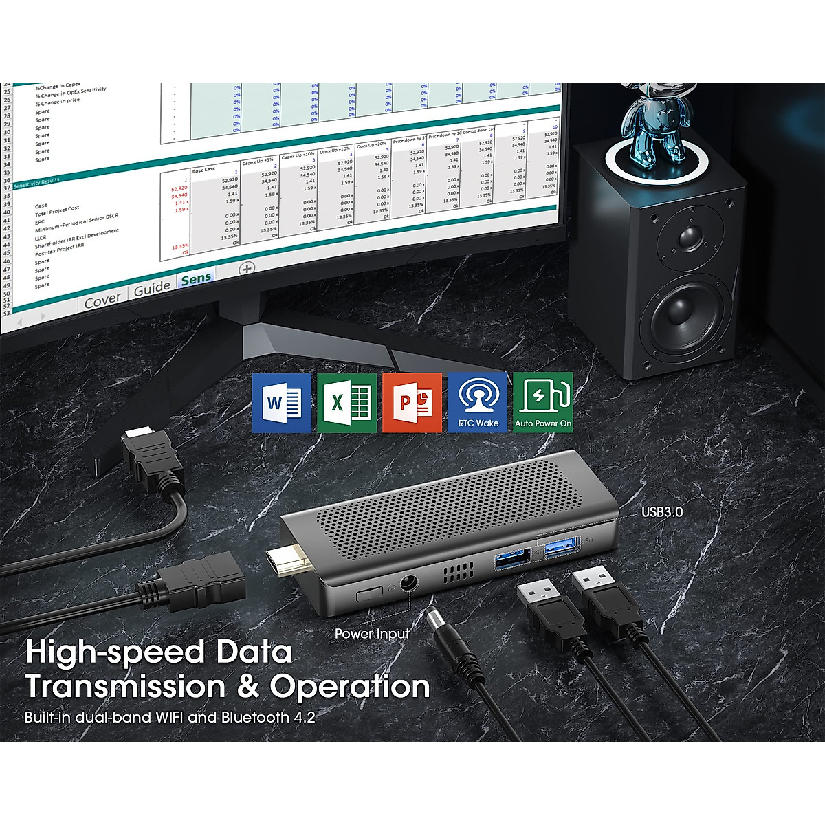 KAMRUI Mini PC Stick Windows 11 Pro, 8GB DDR4 128GB eMMC J4125 Intel Celeron (Up to 2.7GHz) Computer Stick Support 4K HDMI, 2.4G/5G WiFi BT4.2, USB3.0 Pocket Computer for Office Business Trip