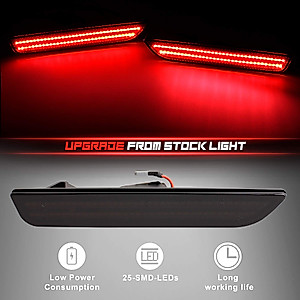 NDRUSH Front Amber LED Side Marker Lights Rear Red Bumper Sidemarker Lamps Reflectors Compatible with 2010-2014 Ford Mustang - Pack of 4