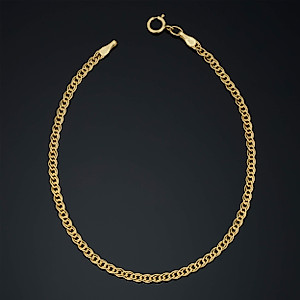 Kooljewelry 10k Yellow Gold Hollow Inner Link Bracelet (2.3 mm, 7 inch)
