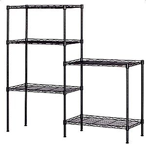 Flandre 5 Tier Wire Shelving, Metal Storage Rack Adjustable Shelf Standing, Durable Organizer Unit Perfect for Laundry Bathroom Kitchen Pantry Closet 22x12x60 in (Black)
