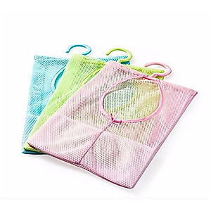 YJYdada Bathroom Storage Clothespin Mesh Bag Hooks Hanging Bag Organizer Shower Bath New (Pink)
