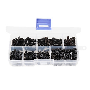 binifiMux M4 Flat Head Screws and Hex Nuts Phillips, M4 Countersunk Machine Screws, 220pcs (6 Sizes) M4-.7mm Black Bolts Nuts Assortment for Tv Stand,Computer Repairing, DIY