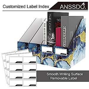 ANSSDO 6 Pack Cardboard Magazine Holder Premium Magazine File Holder Organizer, Magazine File Organizer, Large Volume Magazine Storage Box as Book Bins or Folder Holder for Desk -Blue Gold 6 Pack