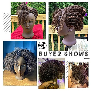 Morris African American Mannequin Head With 100% Human Hair Hairdresser Manikin Curly hair Head Training Head Cosmetology Doll Head for Practice Styling Braiding with Clamp Stand