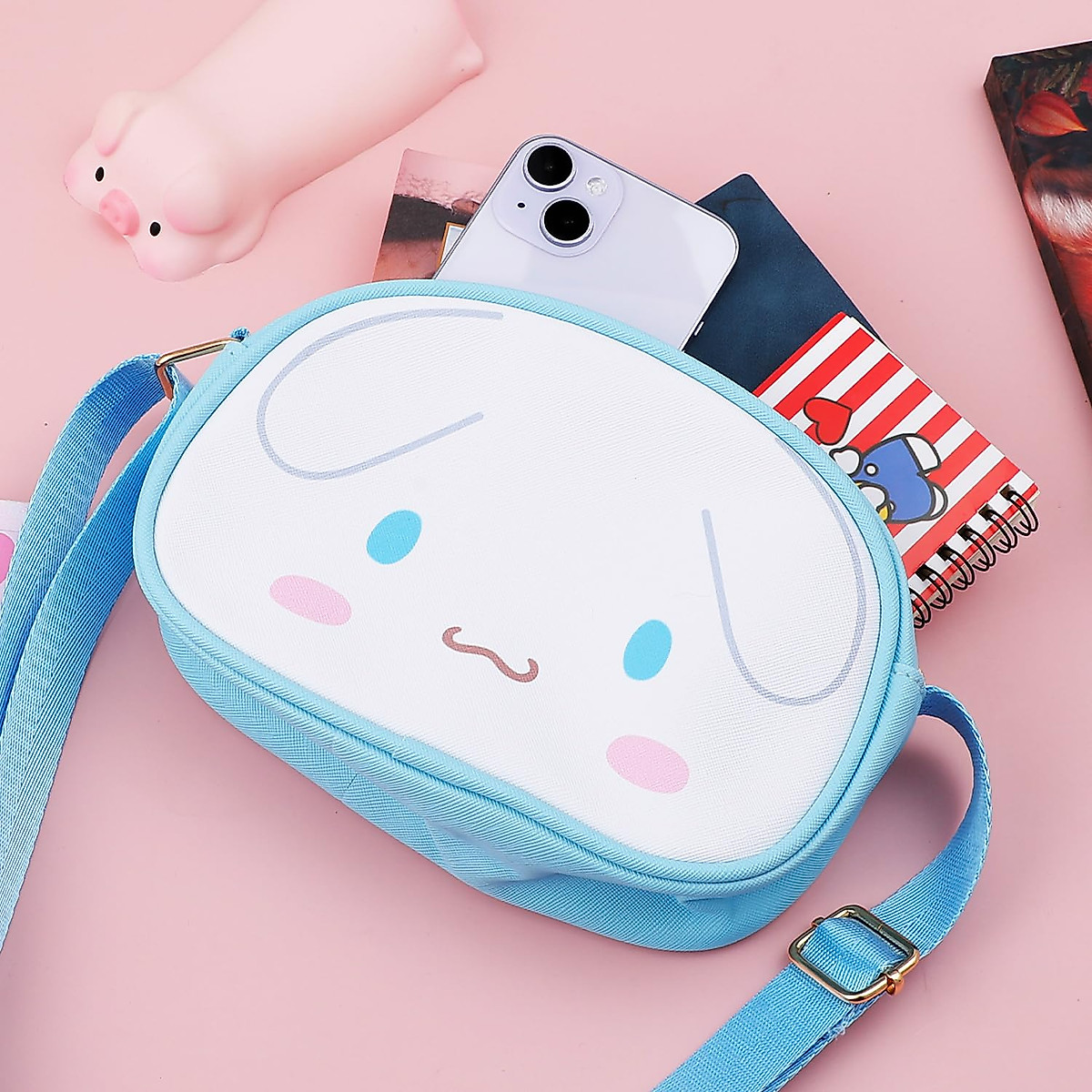 Cute Anime Kitty Wallet Kitty Cat Purse Crossbody Shoulder Bag Coin Pouch for Women Girls (Crossbody, Cinnam)