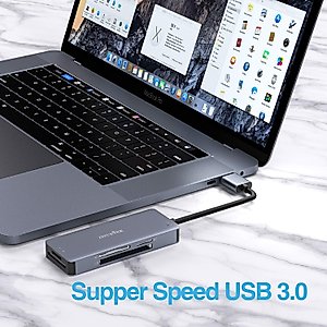 CF Card Reader,USB 3.0 to Compact Flash Memory Card Reader Adapter 5Gbps Read 5 Cards Simultaneously for SDXC, SDHC, SD, Micro SDXC, Micro SD, Micro SDHC, M2, MS, CF and UHS-I Card (Grey)