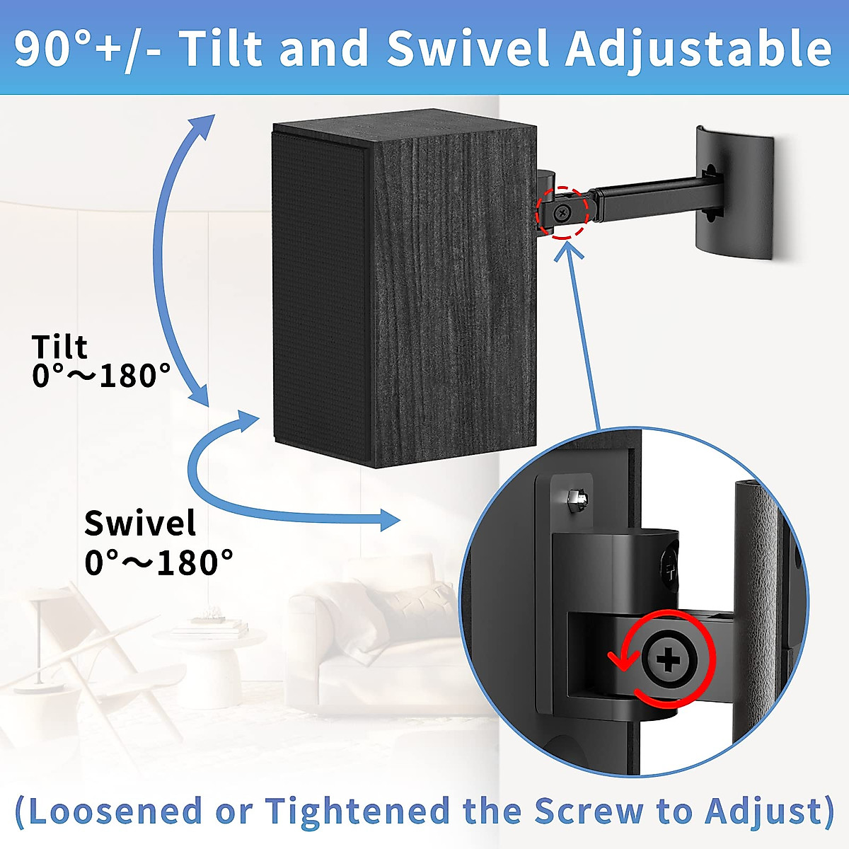 tiebutie Speaker Wall Mount for Samsung SWA-8500S/9000S/9100S/9200S, Adjustable Ceiling/Wall Speaker Mount, Black