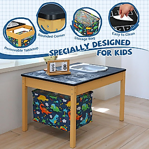Dollate 3 in 1 Kids Activity Table for Play Study Dining,Sand Play Table with Detachable Sink,Toddler Sensory Table with Storage Bin