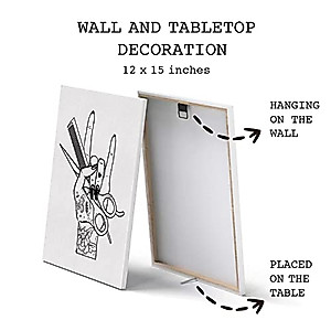 Hair Salon Canvas Painting Wall Art Modern Hairdresser Poster Art Print Home Salon Decor Ready to Hang 12" x 15" Framed