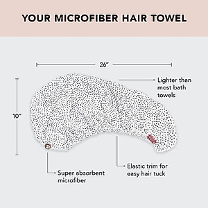 Kitsch Microfiber Hair Towel Wrap - Quick Dry Curly Hair Wraps for Women Wet Hair | Microfiber Towel for Hair | Hair Drying Towel Wrap | Hair Towels for Women | Hair Turban for Wet Hair (Micro Dot)