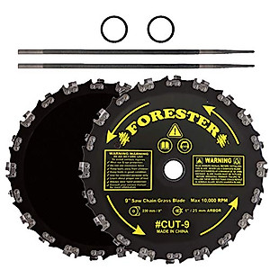 FORESTER Chainsaw Tooth 9" Brush Blade with 3/16" Round File 2 Piece Bundle, 2-Pack (2 Blades, 2 Files)