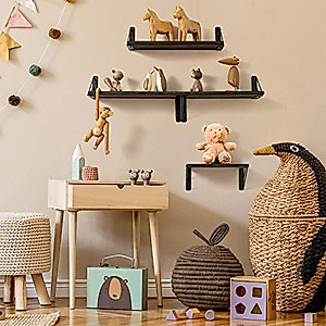 BAYKA Wall Shelves for Bedroom Decor, Floating Wall Shelves for Living Room Kitchen Storage, Wall Mounted Rustic Wood Floating Shelves for Kids Books, Small Shelf for Bathroom(Weathered Grey，Set of 3)BAYKA Wall Shelves for Bedroom Decor, Floating Wall Sh