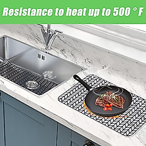 Kitchen-Sink-Protector - 26''x 14'' Guokller Silicone Sink-Protectors for Rear Drain Kitchen-Sink, Grid Accessory, Kitchen-Sink-Mats for Bottom of Farmhouse Stainless Steel Kitchen-Sink