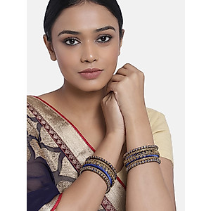 Aheli Silk Thread Faux Stone Studded Bangle Set Chuda Ethnic Indian Wedding Wear Fashion Jewelry Gift for Women