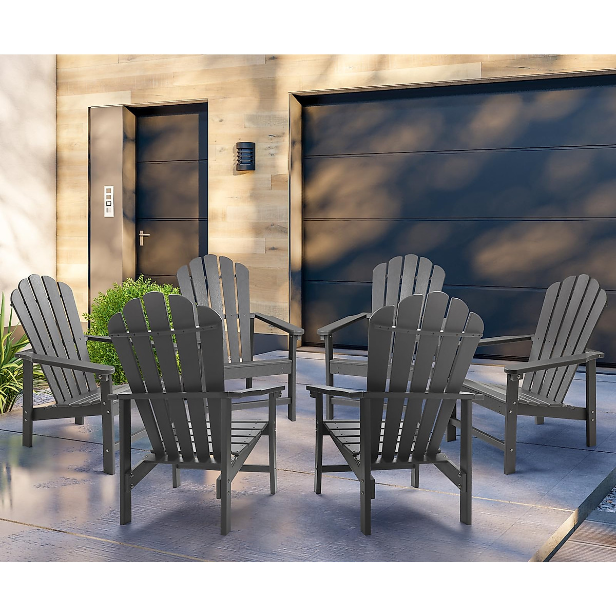 Adirondack Chairs Set of 6, HDPE Adirondack Chairs with Wide Arm, Composite Stackable Chair Set, Modern Adirondack Chair Weather Resistant, Outdoor Adirondack Chair for Fire Pit Patio