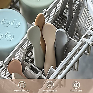 6 Pack Baby Spoons, Shorter Length for Self Feeding, First Stage Spoons, Food Grade Silicone, 6+ Months, Baby Training Spoons Infant Spoons, Dishwasher Safe & Boil-proof