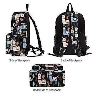 Llama Alpaca Backpack Bookbag Adjustable Shoulder Strap Daypack Travel Hiking Camping Backpacks for Women Teens