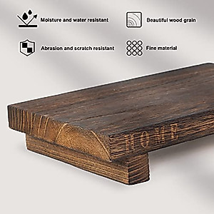 Wood Riser Tray Soap, Stand Soap Tray for Kitchen Sink, Farmhouse Wooded Tray,Rustic Bathroom Dishes for Plant Bottles Candles Display (Brown)