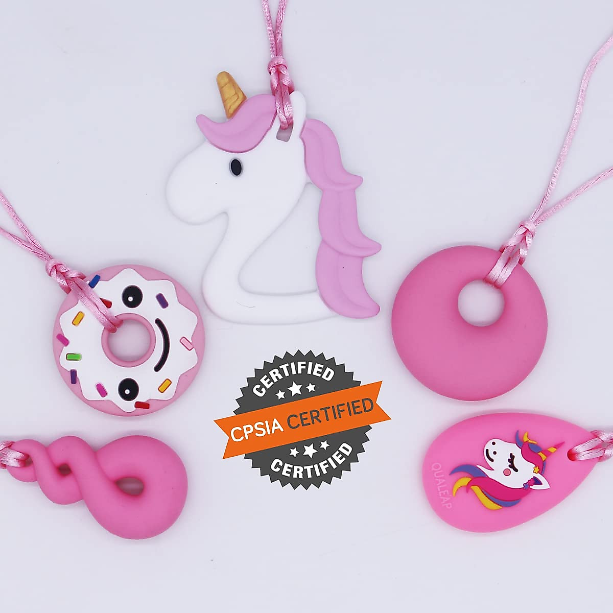 Select Chew Necklaces for Sensory Kids Girls - Silicone Chew Pendant Jewelry for Autism, ADHD, Baby Nursing or Special Needs - Chewing Necklace Teething Necklace Teether Necklace Teething Toys