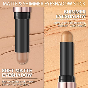 FOCALLURE 2PCS No Crease Eyeshadow Stick,Shimmer and Matte Cream Eyeshadow Pencil Crayon,Long Lasting Waterproof Eye Brightener Stick With Blending Brush,Lazy Afternoon