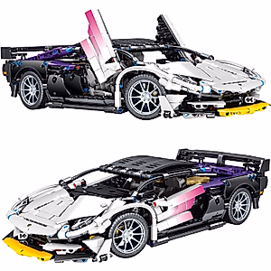 NEWRICE Super Sports Car Building Blocks Toys Adults,1:14 Scale Car Model Building Kit Toys,Collectible Race Car for 14+ Year Boys,Adult(1337Pieces)