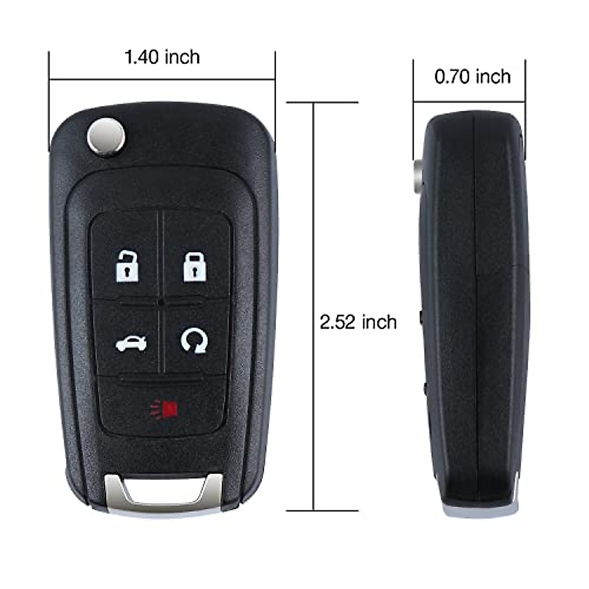 Replacement Flip Remote Fob fit for 2010-2019 Chevy Equinox,2011-2016 Cruze Malibu Camaro Trax /Buick Lacrosse Regal Verano Trunk Car Keyless Entry Uncut Key Fob (FCCID: OHT01060512) Pack of 2