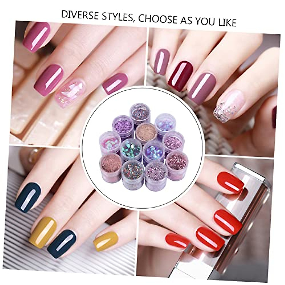 Nail Decor 12 Boxes Environmental Protection pet Crafts Set Bottled Accessories Applique Small Gradient Sequins Suite Sequins Ultra Thin Nail Polish Flash Sequins for Crafts Decore