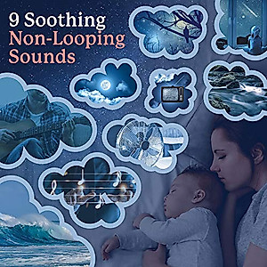 Plug in White Noise Sound Machine with Adjustable Kids Night Light for Sleeping, 9 Non-Looping Sounds, Timer, Volume Control & Headphone Jack | Portable Noise Maker for Adults & Baby, Home, Office