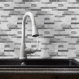 STICKGOO Thicker Design Peel and Stick Tile Backsplash, 12”×12”Stick on Backsplash for Kitchen, Self Adhesive Tile Stickers for Kitchen Backsplash and Bathroom(10 Sheets, Gray)