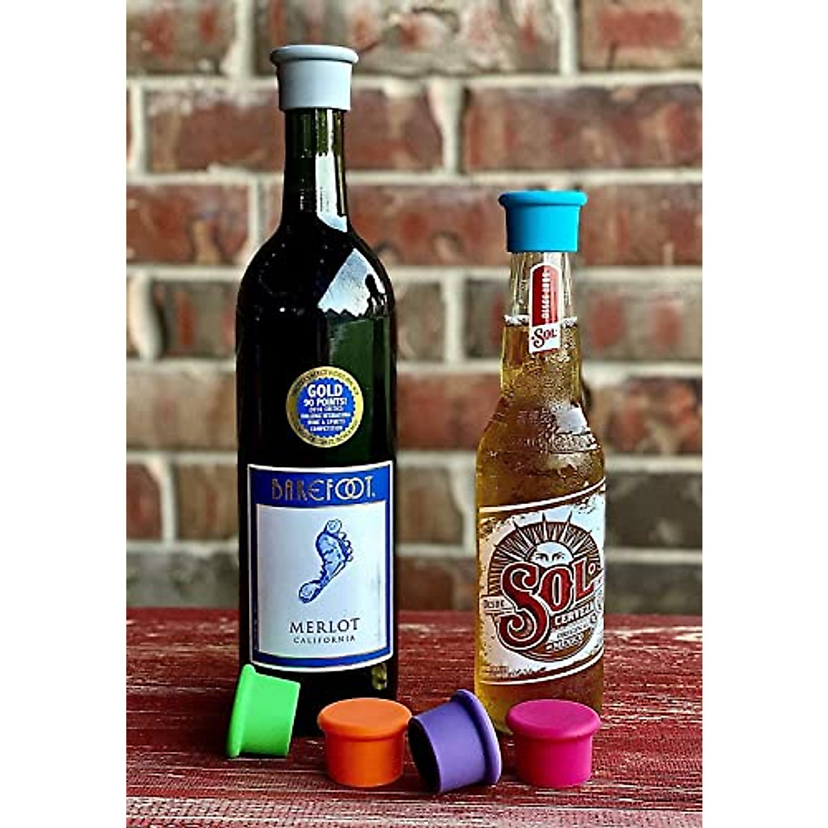 yiwoo wine cap,Silicone wine caps for bottles,Replace bottle stoppers,Wine Gifts-Wine Topper seal Reusable Bottle Caps (6 Pack)