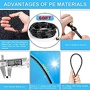 MIXC Misters for Outside Patio, Outdoor Water Misting System, 75FT(23 M) Misting Line +28 Mist Nozzles +3/4" Brass Adapter, Mist Cooling Kit for Outdoor Garden Backyard Trampoline Umbrella