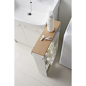 YAMAZAKI home Tower Rolling Slim Storage Cart With Handle White