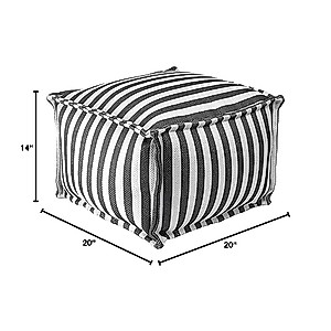 nuLOOM Porto Striped Indoor/Outdoor Ottoman Pouf Grey 14" x 20" x 20"