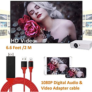 [Apple MFi Certified] Lightning to HDMI Cable Adapter Compatible with iPhone, 1080P Digital Sync Screen Audio&Video Adapter with Charge Port Connector to HD TV/Projector/Monitor Support OS