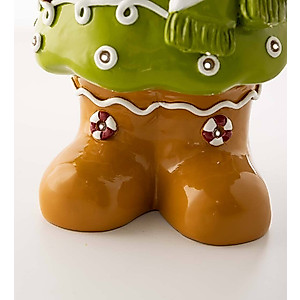 Plow & Hearth Indoor/Outdoor LED Light-Up Christmas Gingerbread Girl Shorty Statue, LED Lights with Auto-Timer, Sweet Details, Holiday Accent, Battery-Operated, 9" L x 7¾"W x 18" H