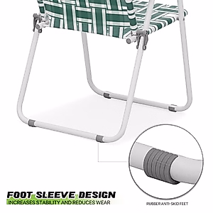 Magshion Folding Patio Webbed Chairs, Outdoor Lightweight Portable Lawn Beach Chairs for Adults 2-Pack, Dark Green