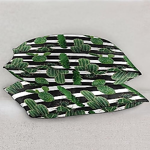 Cactus Stripes Satin Pillow Cases Silk Satin Pillowcase for Hair and Skin Standard Set of 2 Super Soft Silk Pillowcase with Envelope Closure (20x26 in)