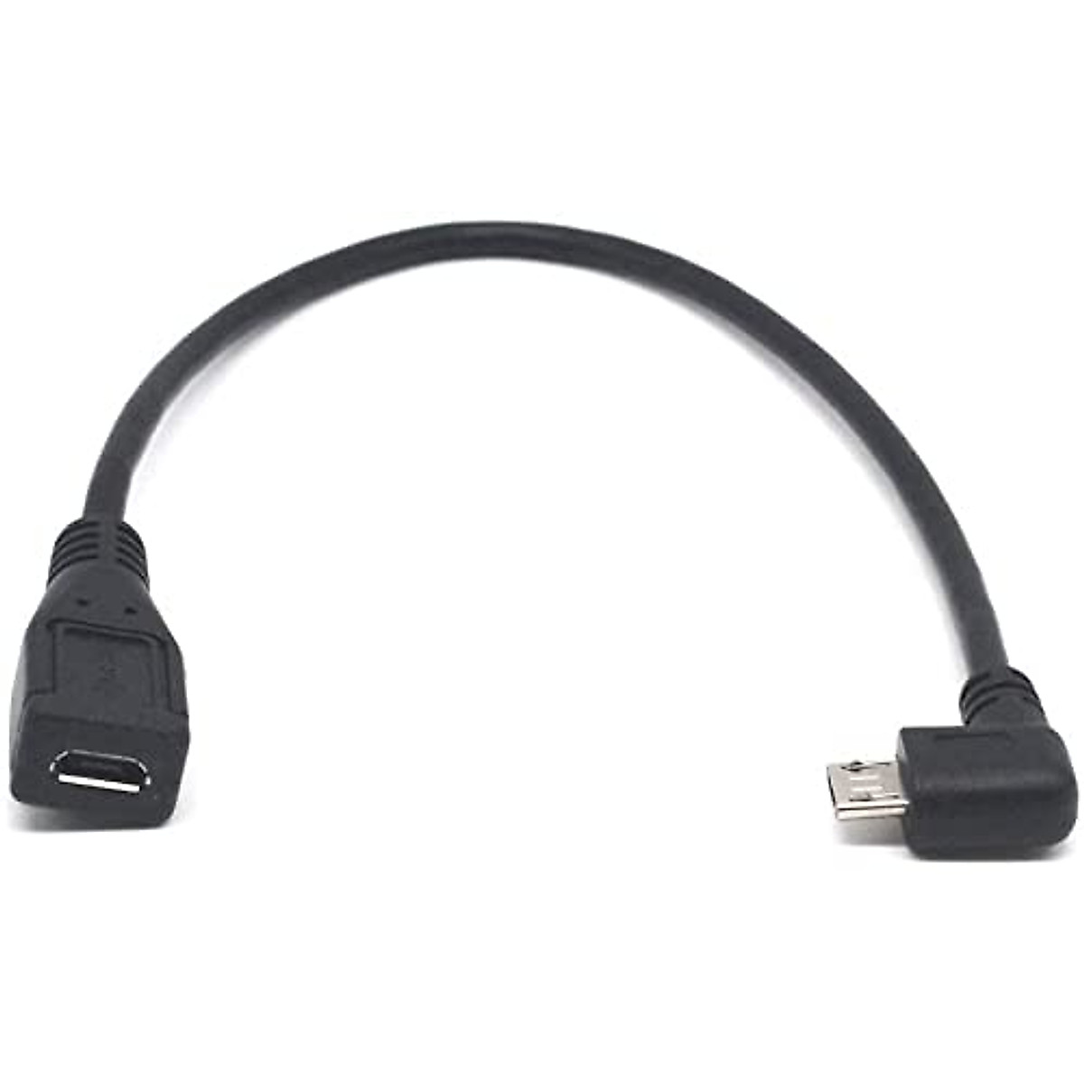 Micro USB Left Angle,Micro USB Extension Cable, 90 Degree Micro-B Male to Female Extension Cable, Data Transferring Cable Suitable for Samsung, HTC, Huawefti, Driving Recorder,Sony and More （2 pack）