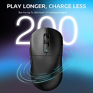 ATTACK SHARK X3 Wireless Gaming Mouse, 49g Ergonomic Computer Mouse, Triple Modes PAW3395 26K DPI Optical Sensor, 200h Battery Life, Programmable Buttons, Gaming Accessories for PC/Laptop/Mac (Black)