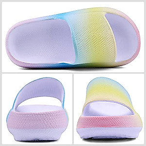 FJPTREN Kids Cloud Shoes Girls Boys Slippers Sandals Cushioned Non Slip Slippers Lightweight Shower Shoes Kids Platform Thick Sole Slides Kids Slip on Sandals Rainbow Size 13 M Little Kid