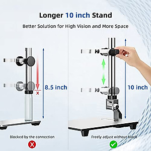TOMLOV DM201 Max Digital Microscope, 25MP HDMI Microscope with 7 inch IPS Screen, Bottom Transmitted Light, Entire Coin Microscope,Soldering Microscope, 10" Stand, PC/TV Compatible, 32GB