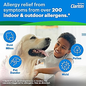 Claritin Children's Chewables 24 Hour Allergy Relief, Non Drowsy Kids Allergy Medicine, Grape Antihistamine Chewable Tablets, For Children 2 Years and Older, 40 Count